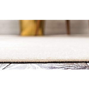 Unique Loom Williamsburg Collection Casual Transitional Solid Vibrant Area Rug, 5' 0" x 5' 0", Beige