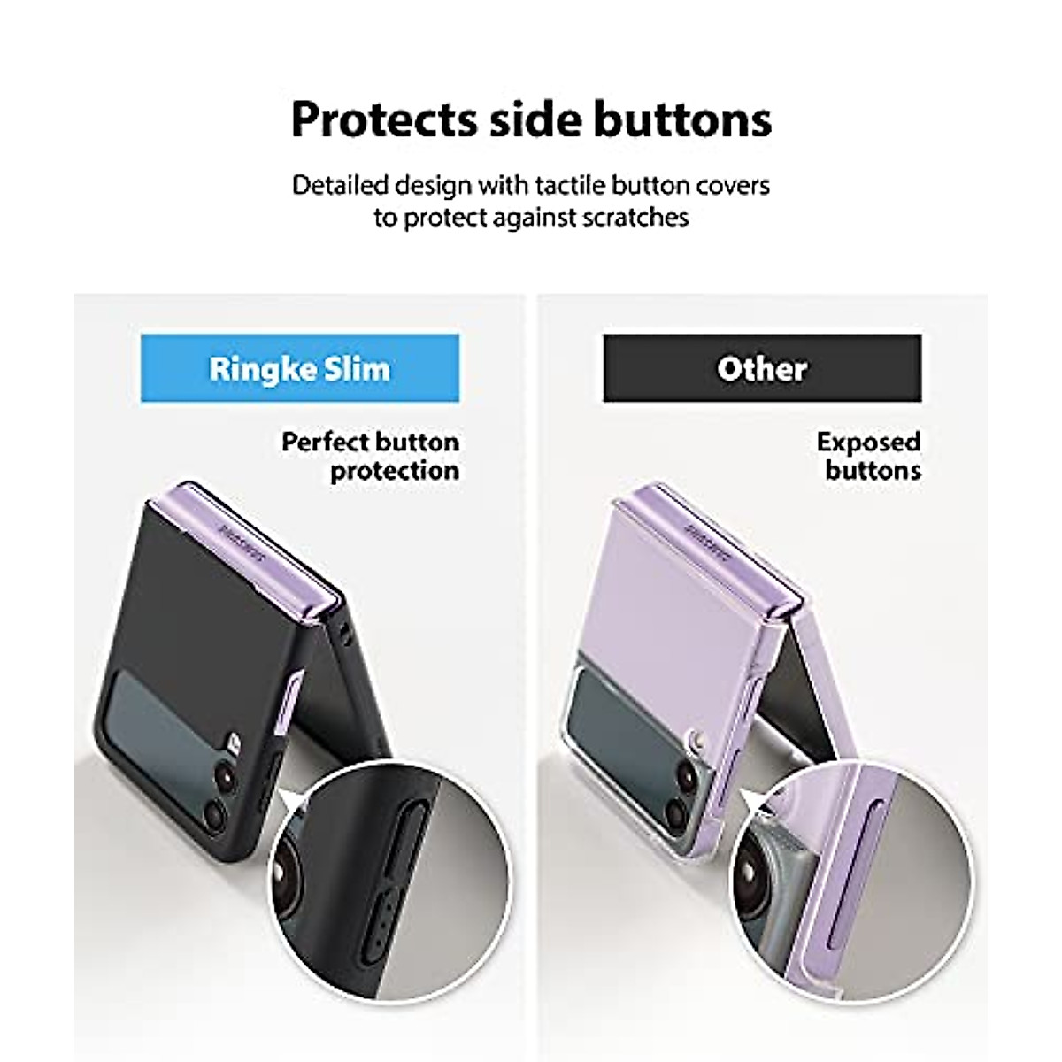 Ringke Slim Case Compatible with Samsung Galaxy Z Flip 3, Premium Thin Transparent Hard PC with Non-Slip Grip Protective Phone Cover for Z Flip3 5G (2021) - Clear