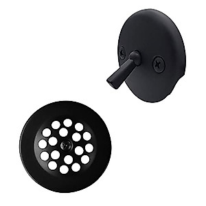 Westbrass D92-62 3-1/8" Trip Lever Bathtub and Shower Drain Kit with 2-Hole Overflow Faceplate, 1-Pack, Matte Black