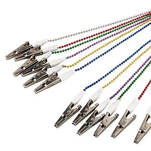 3PCS 12Inch Metal Beads Napkin Clip Chain Bib Holder Baby Elderly Adult Bib Clip Neck Strap Dental Ball Chain Clips Double-end Alligator Clip Clamp Neck Lanyard Strap