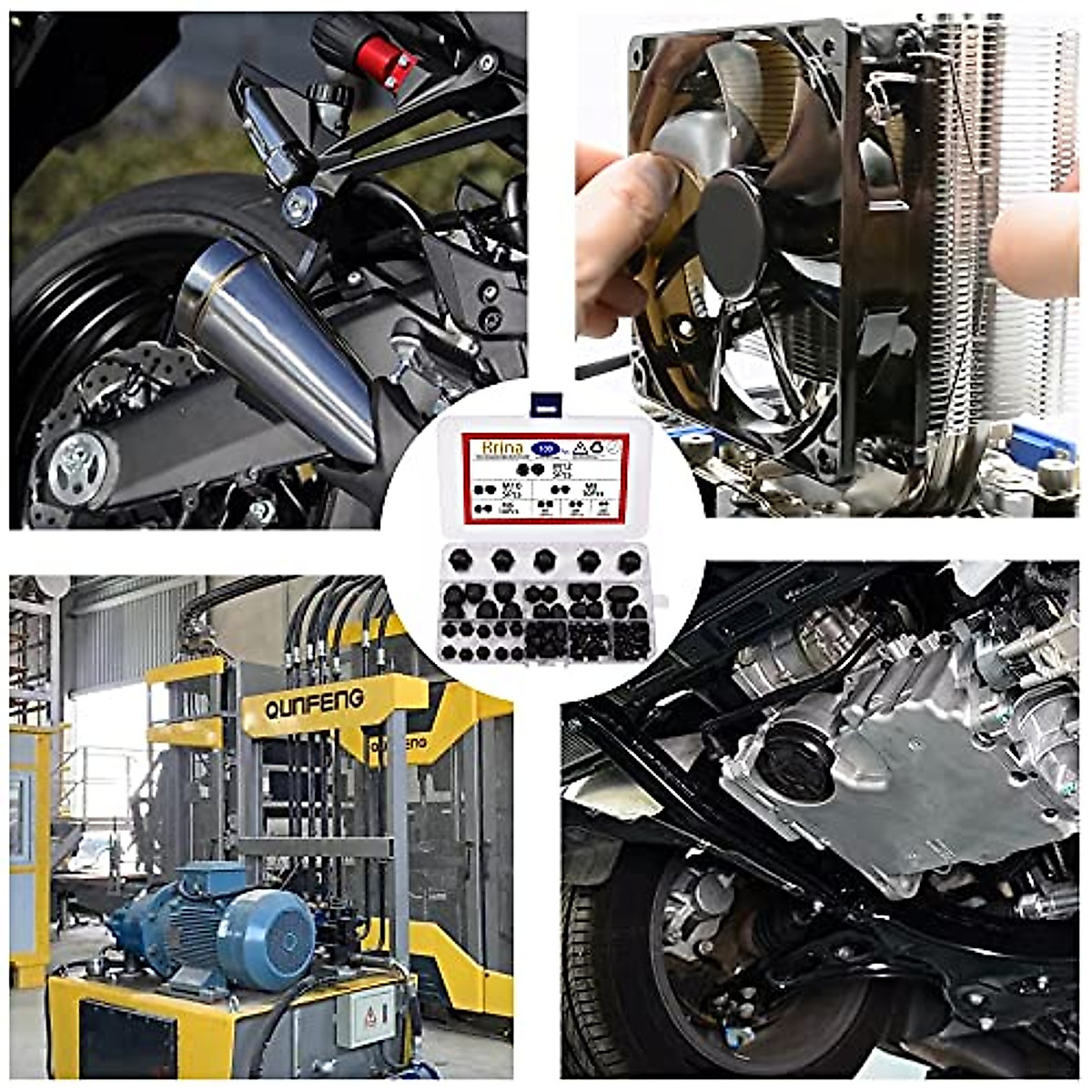 Rrina 100Pcs Black Nylon Dome Acorn Nut Inner Threaded Cap Nuts Assortment Kit,7 Sizes M3, M4, M5, M6, M8, M10, M12