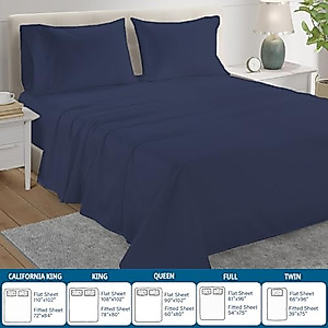 Saaz Linen 1000 Thread Count Full Size Sheet Set - 100% Egyptian Cotton Hotel Luxury Collection Bedding Sheets - Fits Upto 16 Inch Deep Pocket - Sateen Weave Solid 4 Piece Sheets Set (Navy Blue)