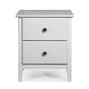 Grain Wood Furniture Greenport 2-Drawer Bedroom Nightstand, Solid Wood with Brushed Walnut Finish