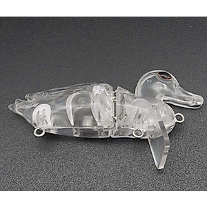 2Jointed Duck Bait 5PCS Blank Unpainted top Water Fishing Lures Topwater Swimbait Clear Hard Duck 8374# with Free Eye
