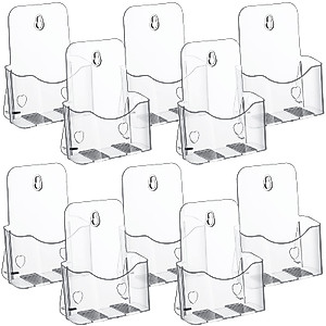 Chinco 10 Pieces Acrylic Brochure Holder Bulk 6 x 8 Inches, Clear Literature Holder Plastic Flyer Display Stand for Pamphlet Vendors Magazine Document Booklet Menu Trifold Wedding Party