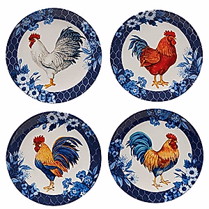 Certified International Indigo Rooster 16 pc Dinnerware Set, Service for 4, Multicolor
