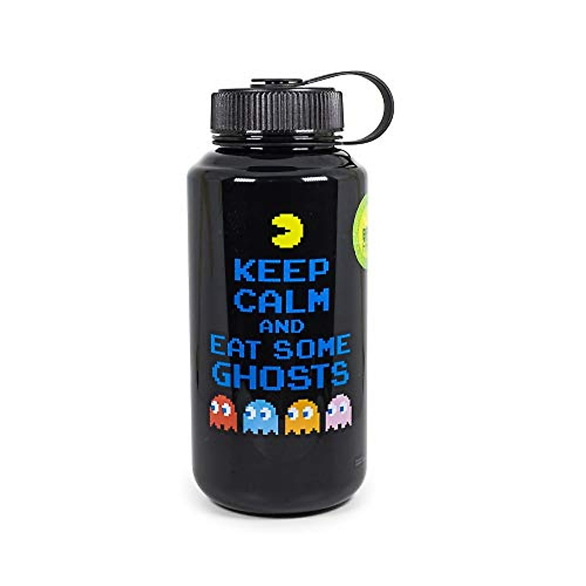 Pac-Man "Keep Calm and Eat Some Ghosts" Water Bottle | BPA-Free Large Plastic Water Jug With Screw Top Lid | Hydration For Outdoor Sports, Gym, Yoga | Holds 32 Ounces