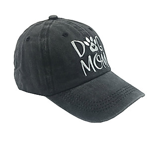 LOKIDVE Dog Mom Embroidered Baseball Cap Washed Cotton Denim Hat for Women