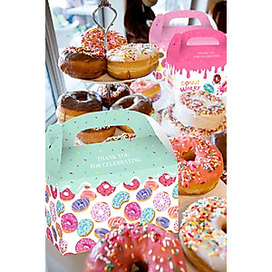 12 PCS Donut Party Bags Donut Party Boxes For Kids Birthday Donut Party Favor Box Donut Goodie Bags Sweet Doughnut Favor Donut Party Supplies