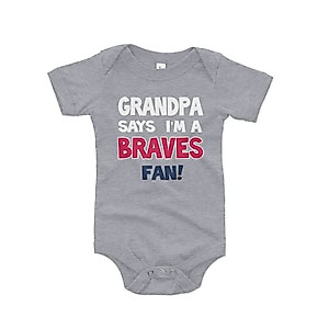 NanyCrafts' Grandpa Says I'm a Braves Fan Baby Bodysuit 12 Months Heather
