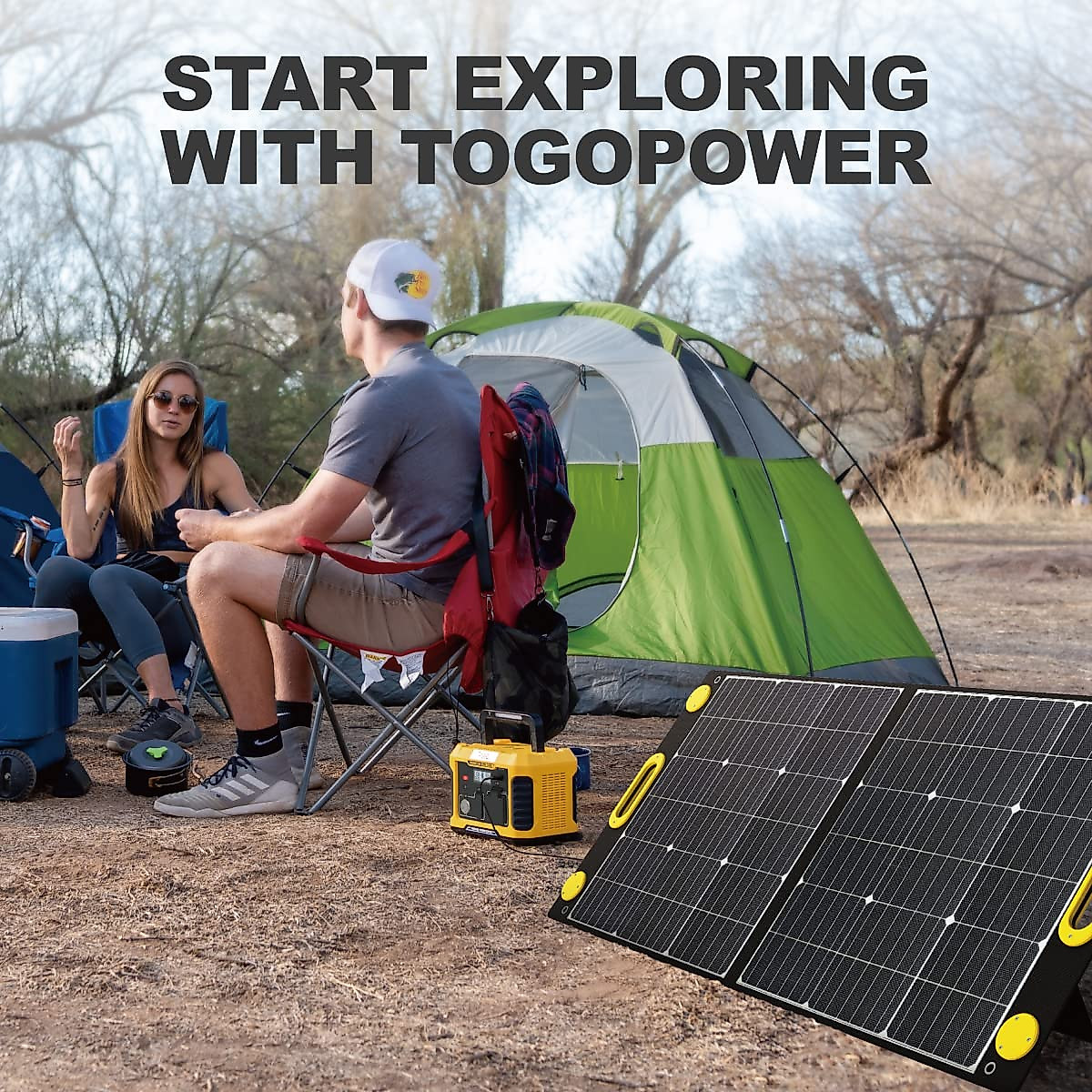 Togo Power 100W Portable Solar Panel for Jackery Explorer 240/300/500/ROCKPALS/Flashfish/Baldr Power Station, Foldable Solar Cell Solar Charger with USB Outputs for RV Laptop iPhone iPad