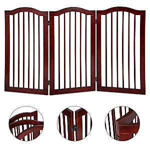 PETSITE Dog Gate Wooden Pet Puppy Dog Safety Gate Fence 3-Panel Folding Dog Gate Barrier, 36" High