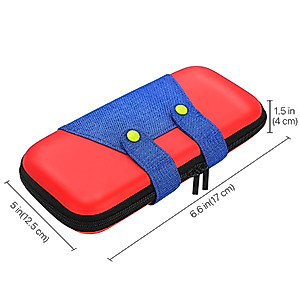 TNP Travel Case for Nintendo Switch Mario Theme Portable Travel Carry Hard Shell EVA Material Pouch Traveler Deluxe Cover with Strap Handle for Switch Console, Joy Con Controller, Game Card Holders