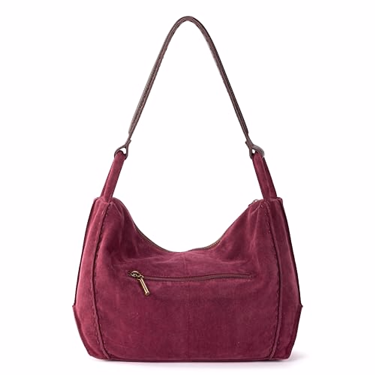 The Sak Los Feliz Hobo in Leather, Lined Shoulder Purse with Single Shoulder Strap, Currant Suede