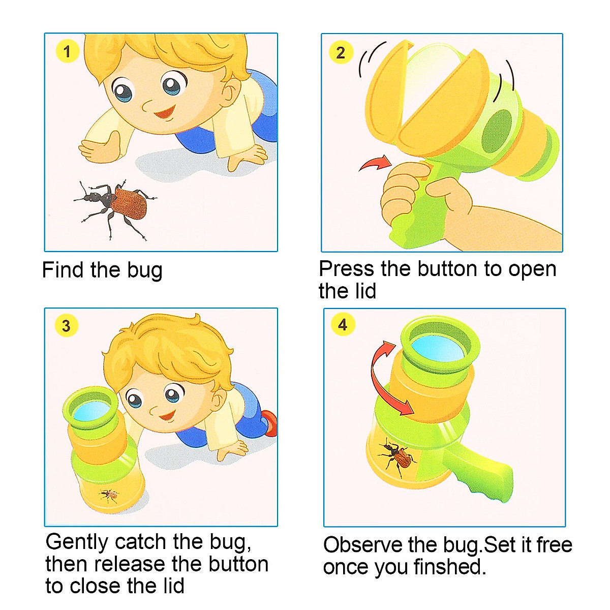 QuadPro Bug Catcher Kit for Kids - 2 Sets, Bug Catching Kit Includes Butterfly Net, Tweezers, Insect Clamp, Magnifying Glass & Learning Cards, Outdoor Toys for Children Ages 3-8 (Classic Edition)