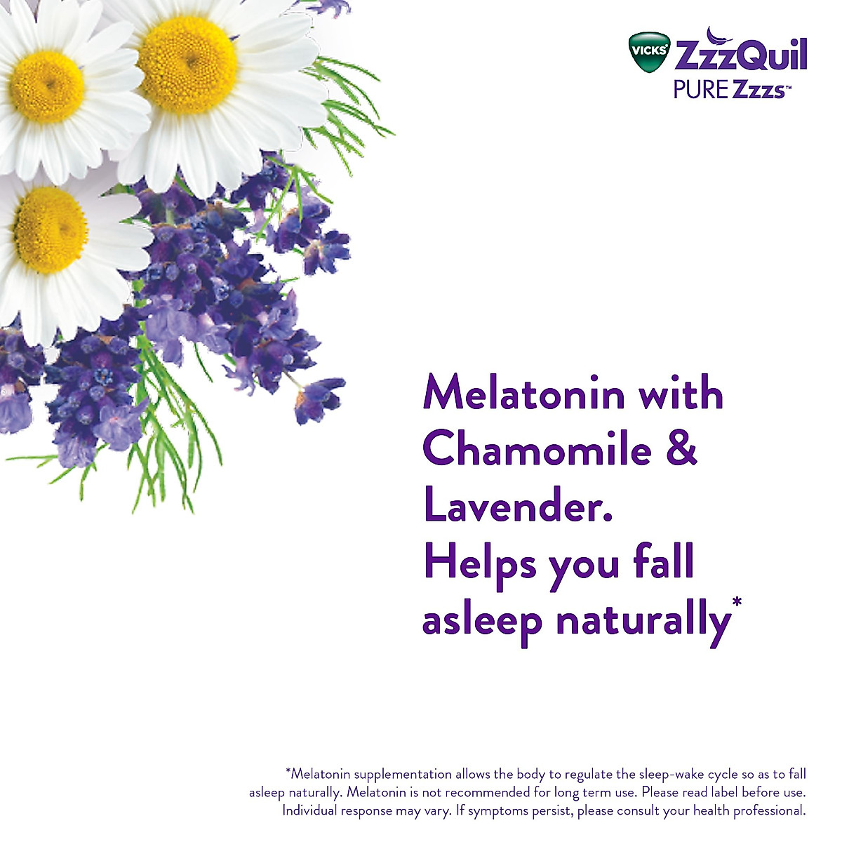ZzzQuil PURE Zzzs Melatonin Gummies, Sleep Aid, Melatonin 2mg, with Chamomile & Lavender, Melatonin Sleep Gummies, Sleep Aids for Adults, Wildberry Vanilla Flavored, 24 Sleep Gummies