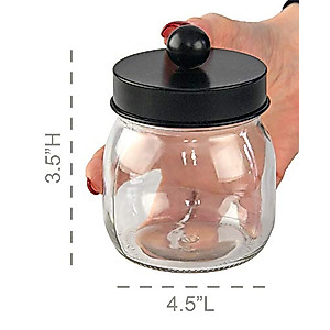 Home-X Mason Jar for Bathroom Organization, Apothecary Jars with Lids (Black) 8oz Capacity