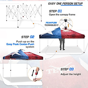 EAGLE PEAK 10x10 Pop Up Canopy, Instant Outdoor Canopy Tent, Straight Leg Pop Up Tent for Parties, Camping, The Beach and More, 100 Square Feet of Shade, Texas NEW