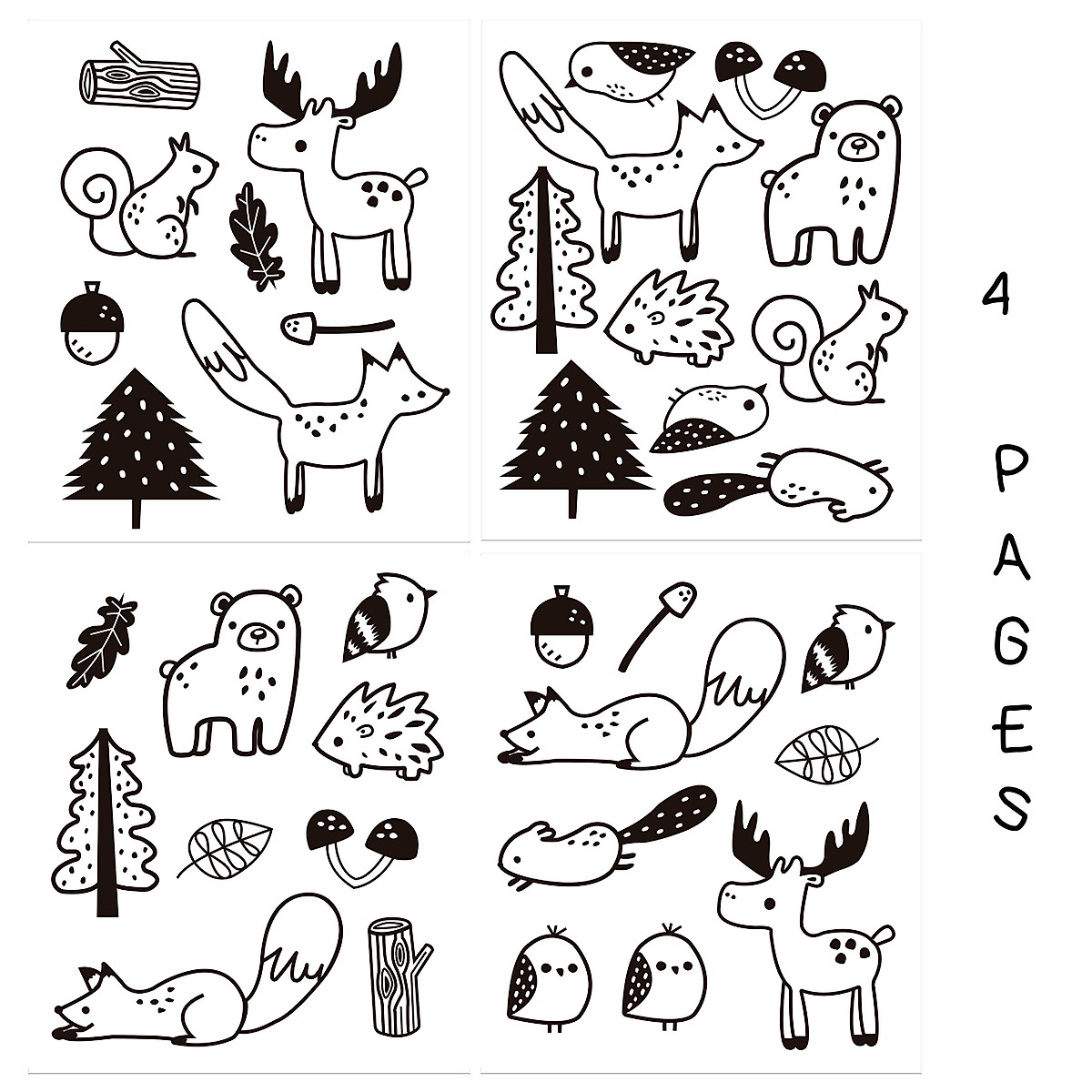 The Boho Design Forest Animal Wall Decals Peel and Stick for Kids, Baby Bedroom Nursery and Living Room, Vinyl Wall Stickers Decor, Original Artist Design. 36 pcs Adhesive Nordic Style (Black)