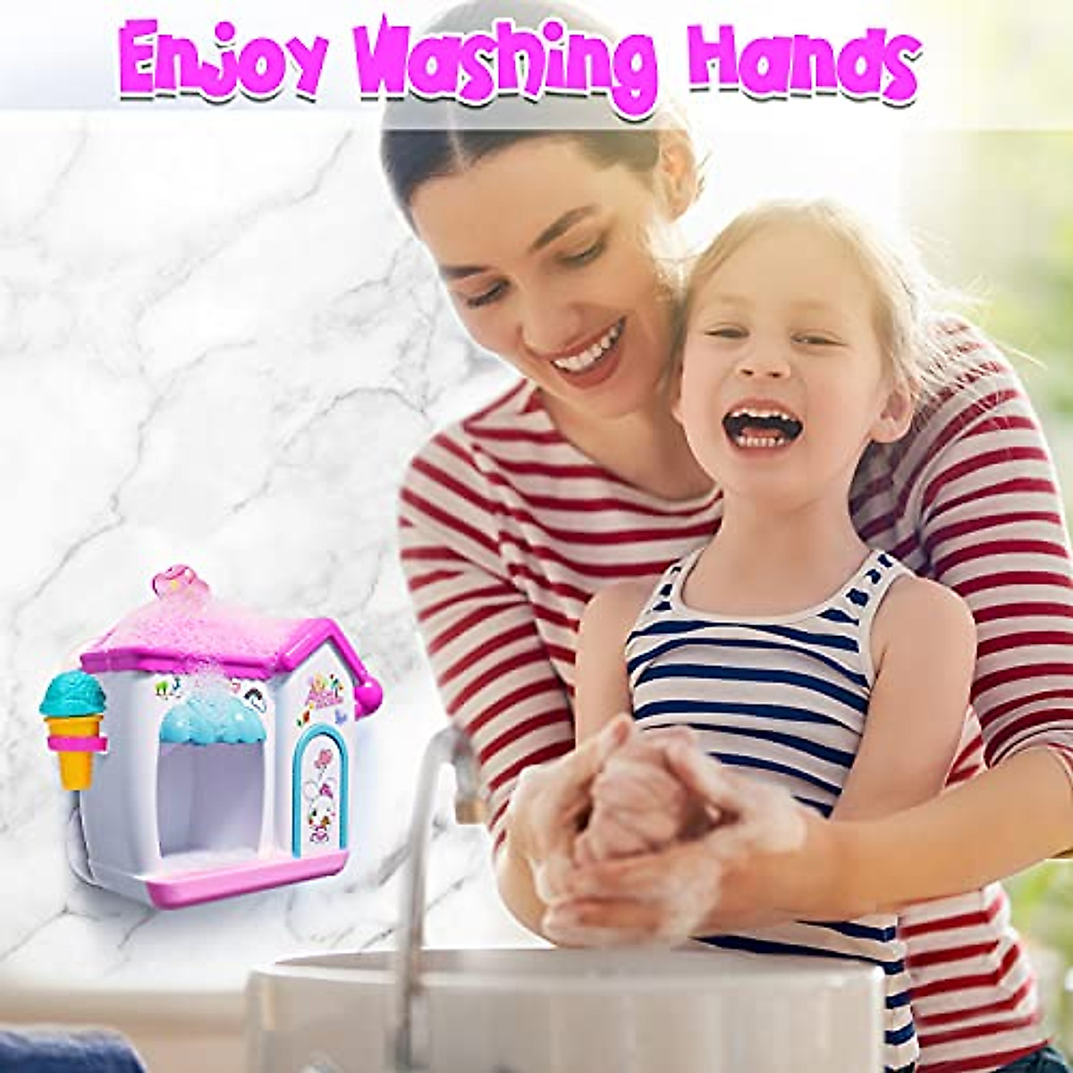 AugToy Bath Toys for Toddlers 3-4 Years, Ice Cream Foam Maker Bath Toys for Kids Ages 4-8, Bubble Pretend Cake Play Set Water Bathtub Toys for Girls Boys Age 3 4 5 Year Old Gifts Birthday Easter