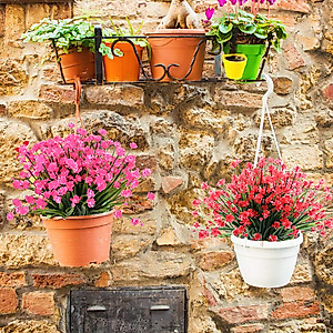 URSTOUD 6PCS Artificial Flowers,Fake Greenery Faux Plastic Bushes Fake Shrubs UV Resistant No Fade Faux Plastic Plants for Wedding Hanging Bouquet Indoor Outdoor Home Garden Office Table Vase(Fuchsia)