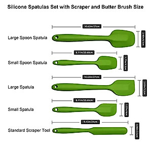 Rubber Spatulas of 5 Silicone Heat Resistant Cooking Utensils Set for Nonstick Cookware, Kitchen Baking Decorating Supplies Frosting Spatula Set for Cake Turntable,Bread Bench Scraper