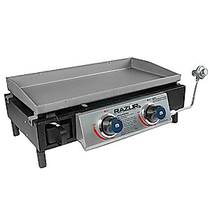 Razor Griddle GGT2130M 25 Inch Outdoor 2 Burner Portable LP Propane Gas Grill Griddle with 318 Square Inch for BBQ Cooking and Frying, Black (Steel)