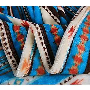 All American Collection Super Soft Ultra Comfort Plush Microfiber Solid Throw Blanket for Couch Home Bedroom Living Room (King, Beverly Blue Southwest)