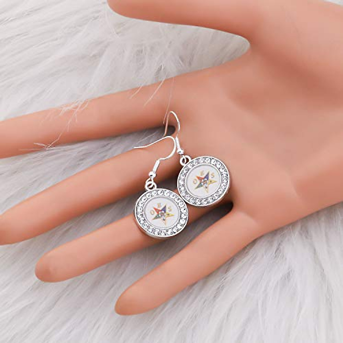 SEIRAA Order of The Eastern Star Sorority Gift OES Symbol Hook Earrings, OES Charm Bracelet for Her