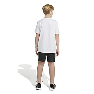 adidas Boys' Big Short Sleeve Cotton Blocked BoS Logo T-Shirt, White, M(10/12)