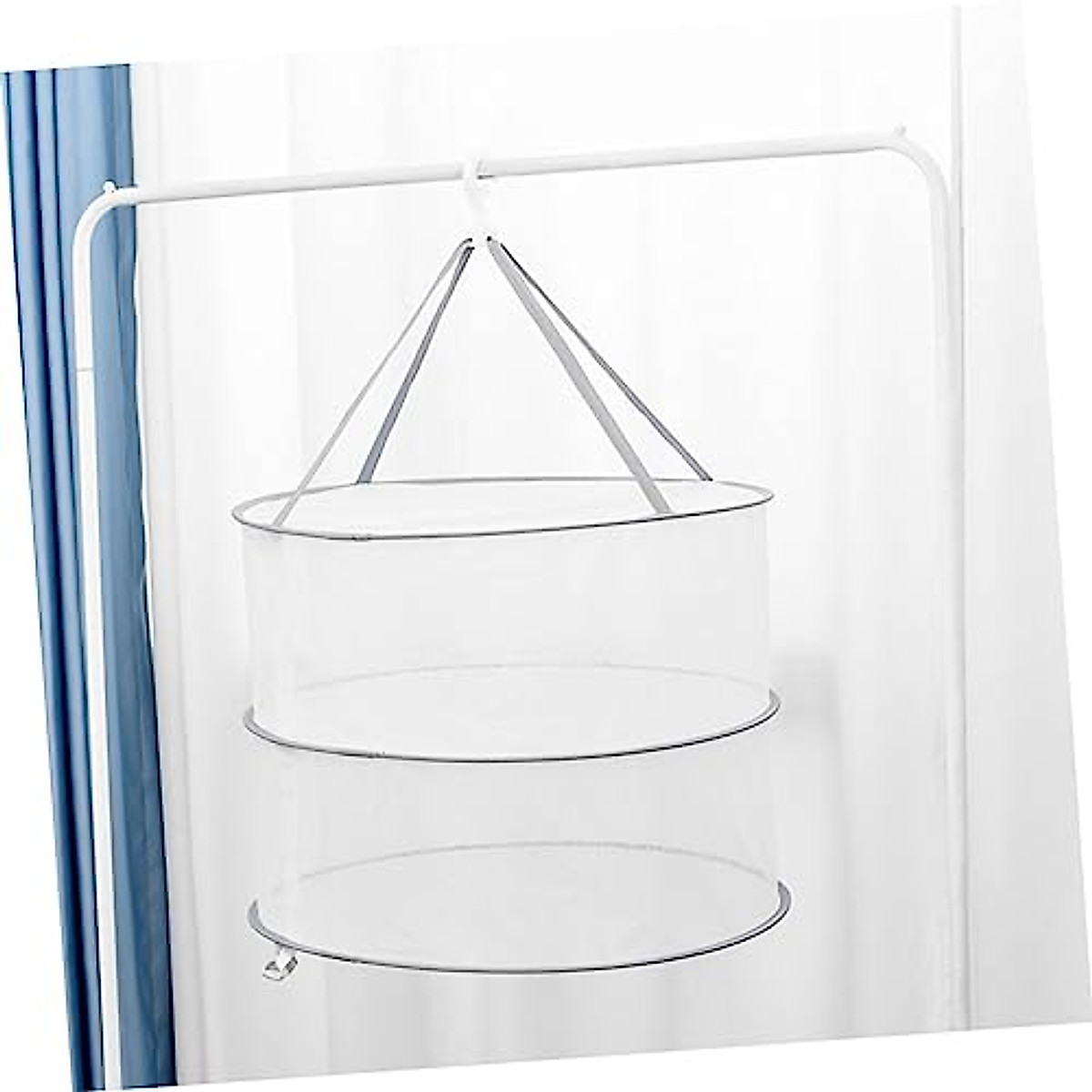 Zerodeko 3pcs Double Clothes Basket Collapsible Laundry Drying Rack Grey Towels Foldable Laundry Rack Drying Rack net Sweater mesh Clothes Hanging Dryer Clothes Drying mesh net Laundry Bag