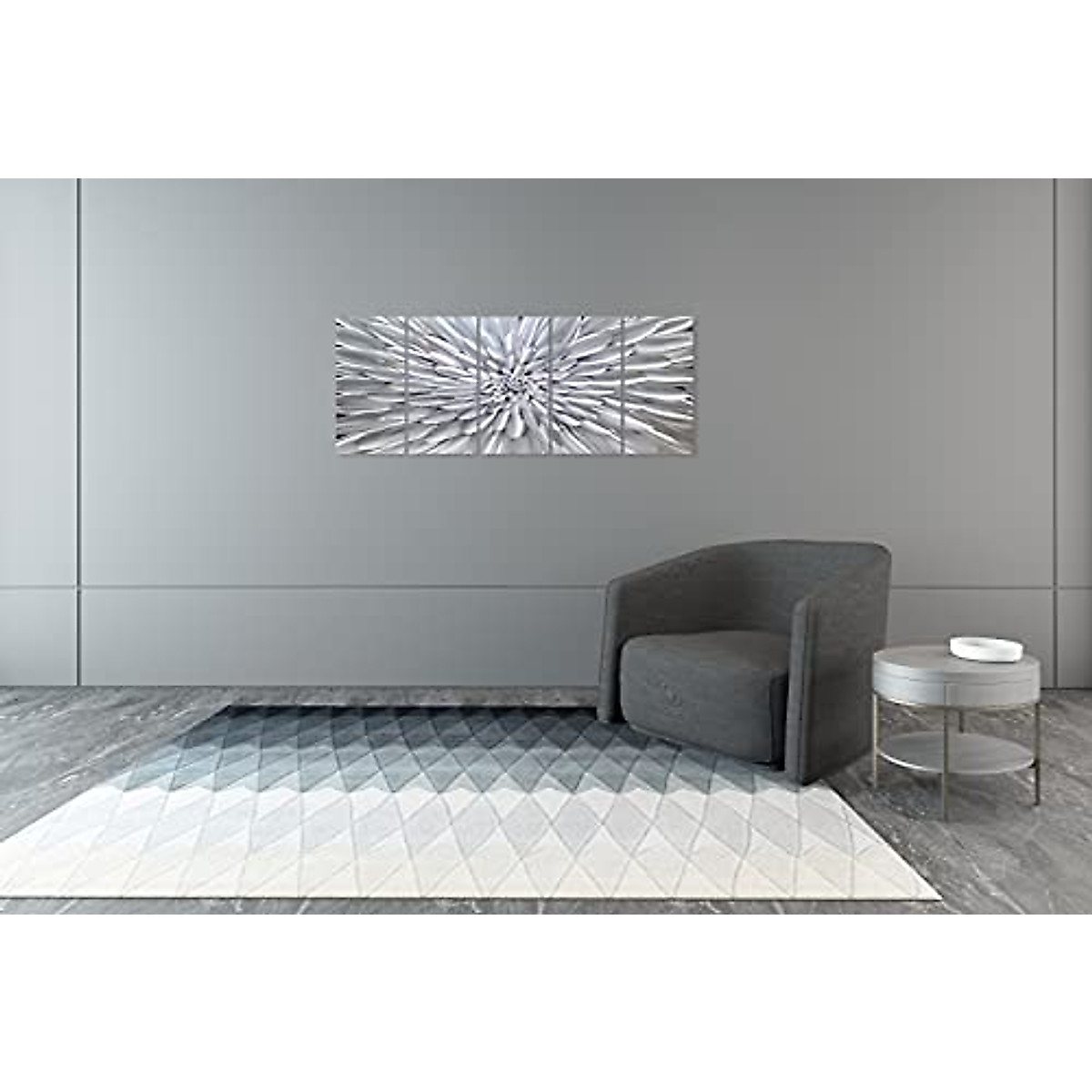 SYGALLERIER Metal Flower Wall Decor Hand Crafted Floral Artwork in 5 Pieces Modern Botanical Pictures on Aluminum 3D Art for Living Room Bedroom Bathroom Decoration