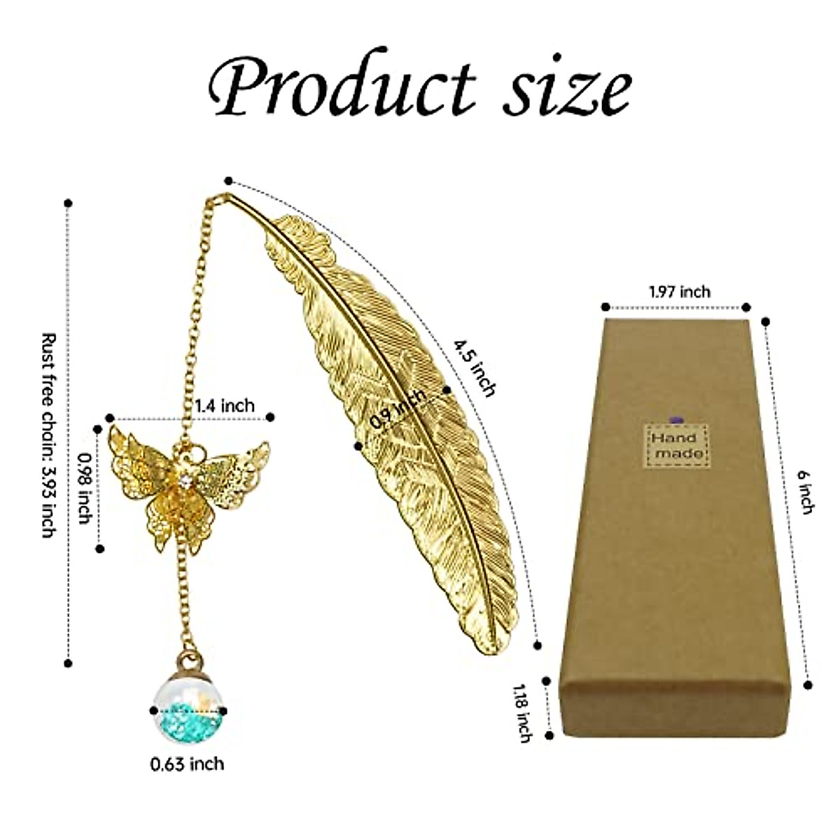 SUNETARY Metal Feather Bookmarks for Book Lovers Women Birthday Gifts Butterfly Book Marks Mothers Day Christmas Valentine's Day Teacher Appreciation Gifts for Women Girls Ladies Readers