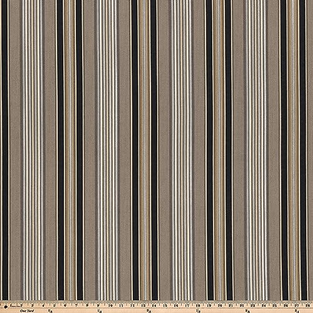 Pillow Perfect Stripe Outdoor Patio Seat Cushion with Ties, Plush Fiber Fill, Weather, and Fade Resistant, Square Corner - 20" x 20", Black/Grey Getaway Stripe, 2 Count