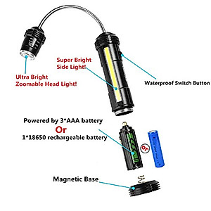IMAGE Grill Lights Magnetic BBQ Grill Light with Ultra-Bright LED Lights and 3W Side Light, 360 Degrees Flexible Gooseneck Adjustable BBQ Grill Lights for Any Gas Charcoal Electric Grill 2 Packs