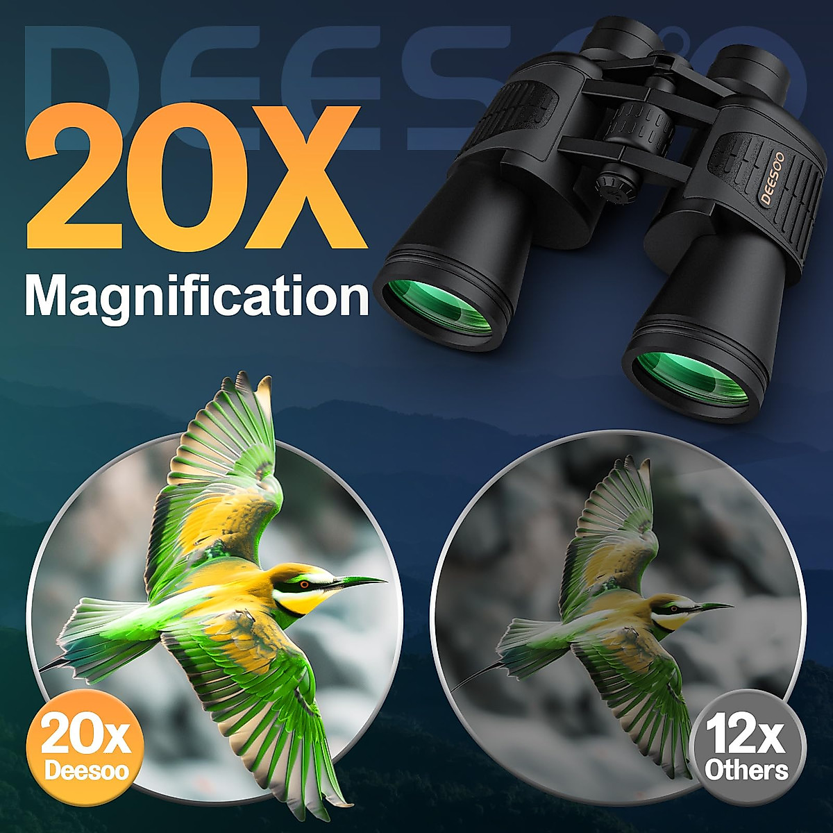 Binoculars for Adults High Powered - 20x52 HD Large View with Clear Low Light - Professional Binoculars for Bird Watching Hunting Stargazing Football Travel Cruise Outdoor Sports with Carrying Bag
