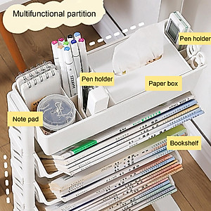 5/6 Tier Mobile Bookshelf, Large Capacity Rolling Cart Storage, Multifunctional File Organizer Cart, Utility Cart on Wheels for Groceries