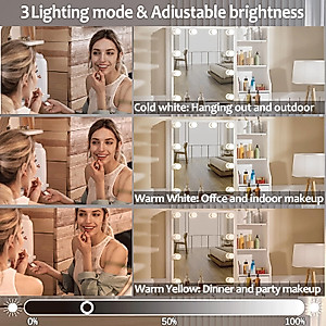 Buildonely Makeup Vanity Set with Mirror and Lights, Hollywood Vanity Desk with 4 Drawers and Display Shelves for Storing Items, Dressing Table with Soft Stool for Girls