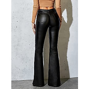 WDIRARA Women's High Waisted Button Flare Bell Bottom Jeans Long Denim Pants Black Tall L