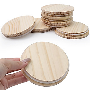 Semetall 6pcs Round Pine Wood Jar Lids with Silicone Sealing Rings 4.3 Inches Diameter Wooden Lids for Coffee Drink Mug Cup Beer Can Glasses
