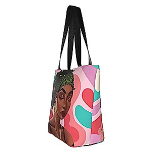 African American Women Tote Bag Shoulder Handbag For Work Travel Business Shopping School Gift Bag With Zipper, Inner Pocket