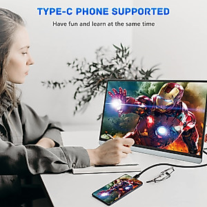 INOO Portable Monitor for Laptop, 16.1'' FHD 1080P USB-C Travel Monitor External IPS HDMI for Computer, Second Display Screen Extender with Kickstand for PC MacBook Phone Xbox Switch PS4/5