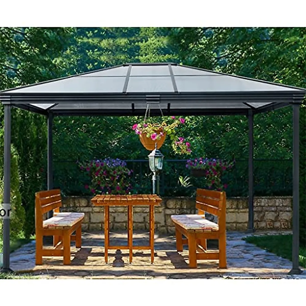 LHLLHL 10x12 Ft Outdoor Canopy Gazebo Garden Gazebo with Privacy Curtains, Shelter Canopy for Deck Backyard,Wedding,