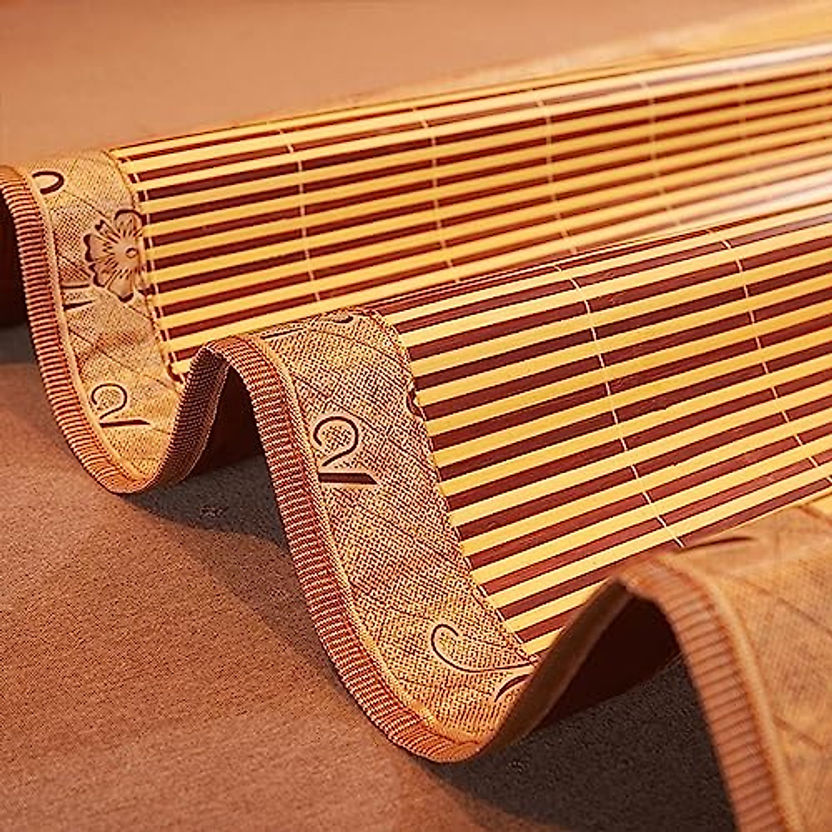 4 Sizes Summer Bamboo Sleeping Mat, Breathable Refreshing Bamboo Summer Bed Mat, Double-Sided Use Bamboo Sleeping Mat Foldable Air Conditioning Mat for Bedroom (Size : L195xW135cm/L77xW53in)