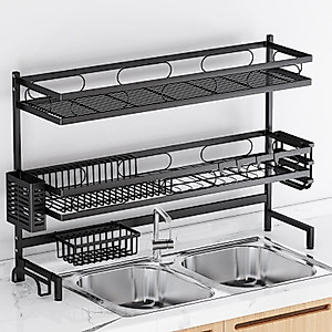 BeCeLe Dish Rack,3 Tier Dish Drying Drainer Rack,Ideal for Kitchen Organizer with One Over The Sink Drainer,Cutboard Stand,Utensils Holder,Gift for Housewarming,Christmas,Thanksgiving