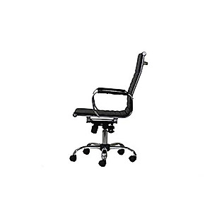 Winport Furniture Elegance High-Back Leather Swivel Office & Home Desk/Task Chair, Black