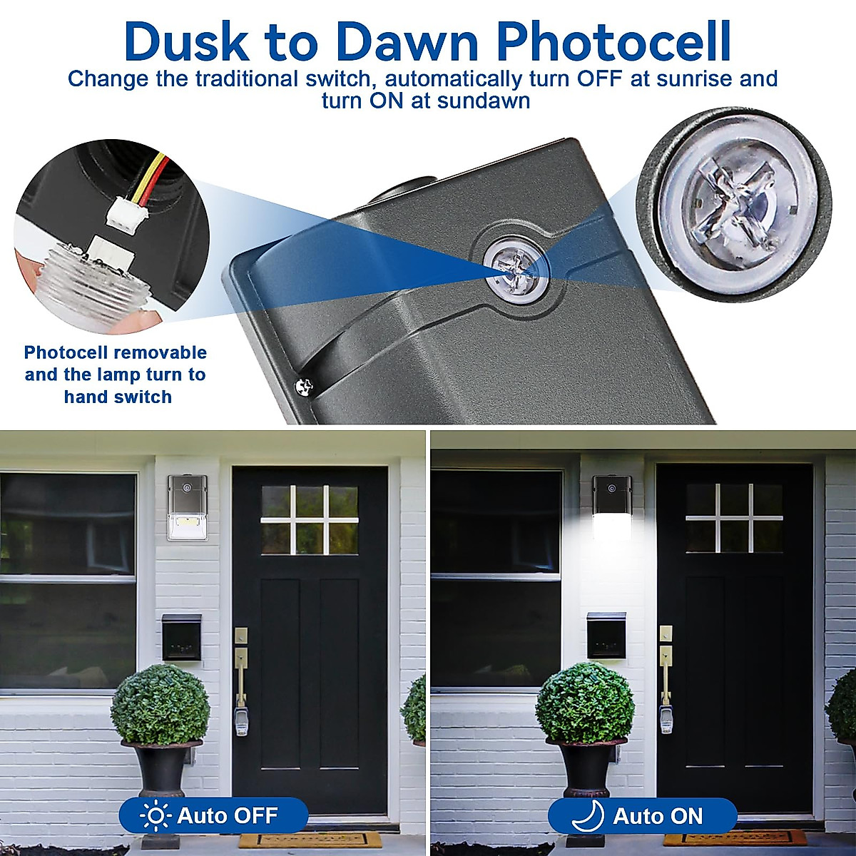 LTBLIGHT Upgrade 35W Dusk to Dawn Outdoor Lighting, Wall Pack Led Exterior Light with Photocell Sensor, 4750LM 5000K Bright Led Outdoor Wall Lights for House Garage, ETL Certified - 2 Pack