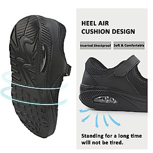 Women's Comfortable Working Nurse Shoes Non-Slip Adjustable Breathable Walking Buffer Fitness Casual Nursing Orthotic Lightweight Shoes US/8 Aa-Black