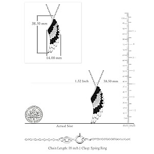 Dazzlingrock Collection 0.40 Carat (ctw) Black And White Diamond Angel Wing Feather Pendant, Sterling Silver