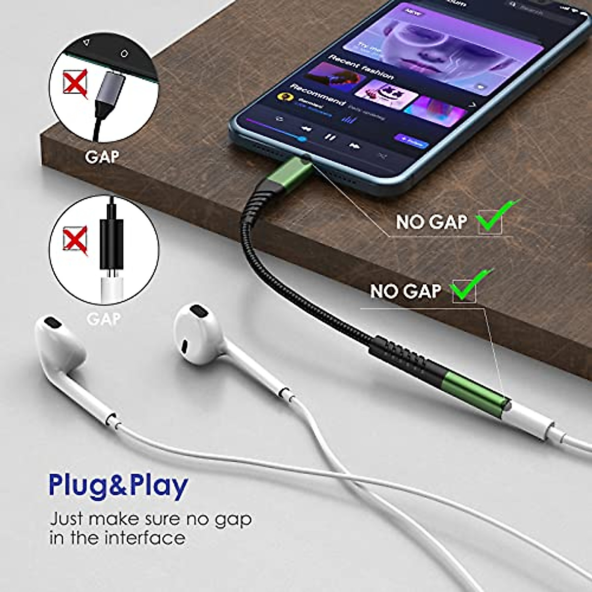 MOOU Lightning to 3.5mm Adapter, [ MFi Certified] iPhone Headphone Jack Adapter Lightning to Aux Audio Dongle Cable Compatible with iPhone 13/12 Mini/12 Pro/11/11 Pro/11 Pro Max/SE/X XR XS 8 7